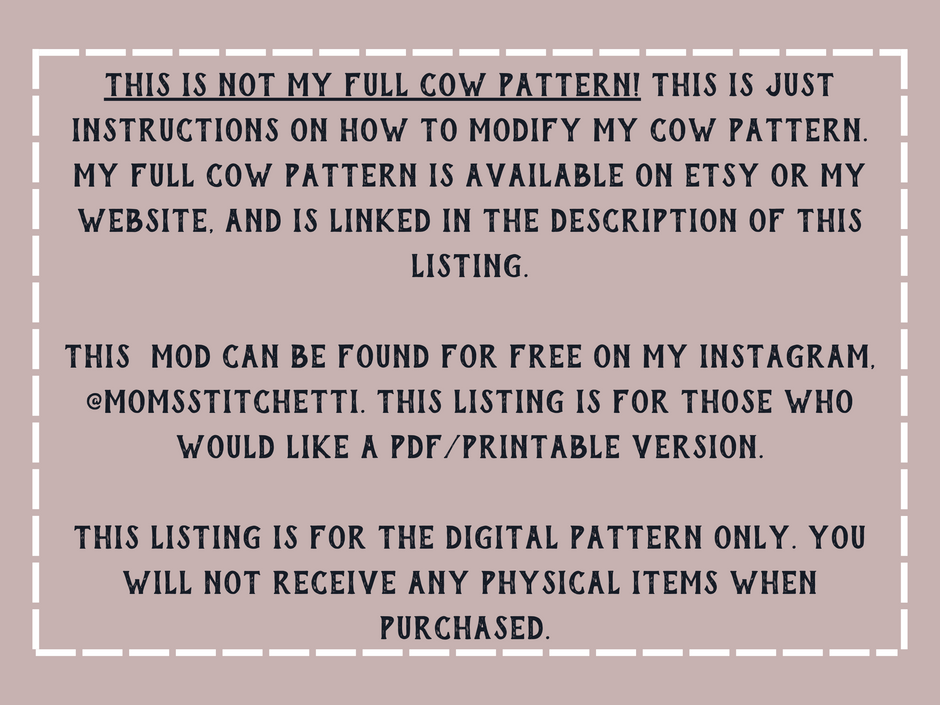 Gingerbread Cow Crochet Pattern Modification