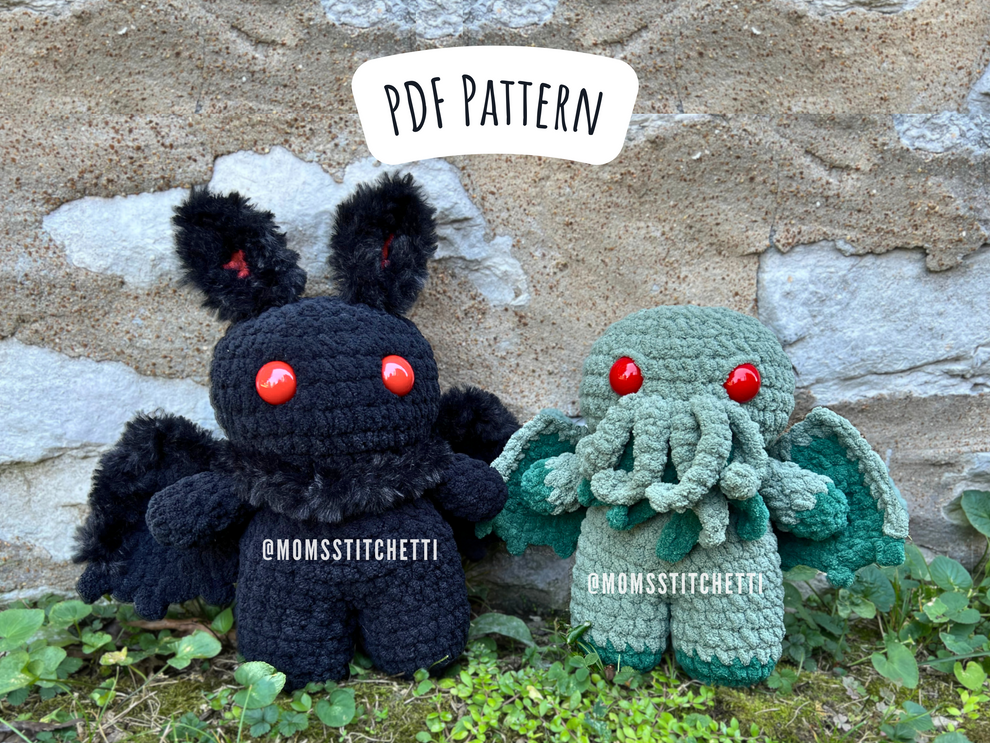 Mothman and Cthulhu Crochet Pattern – Moms Stitchetti